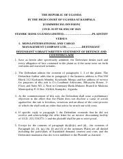 Defendant S Written Statement Of Defence Counterclaim Uganda Course Hero