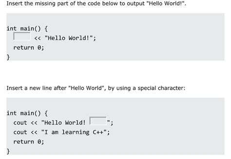 Solved Insert The Missing Part Of The Code Below To Output