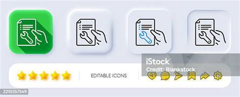 스패너 도구 라인 아이콘입니다 수리 서비스 문서 서명 뉴모픽 버튼 벡터 3차원 형태에 대한 스톡 벡터 아트 및 기타 이미지 3차원 형태 고급 공사장 인부 Istock