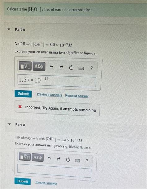 Solved Calculate the [H3O+]value of each aqueous solution. | Chegg.com