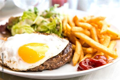 Egg And Fries Classical English Breakfast With Egg And Fries Stock