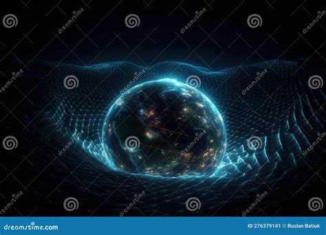 Gravity Planet Earth Gravitational Waves Concept Physical And Technology Background Design