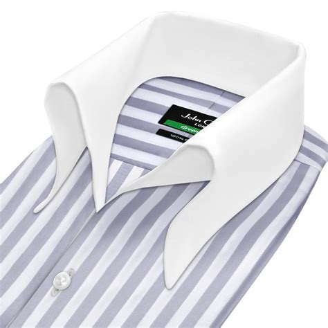 High Open Button Down Collar Mens Shirt Buttonless Collar Dress Shirt