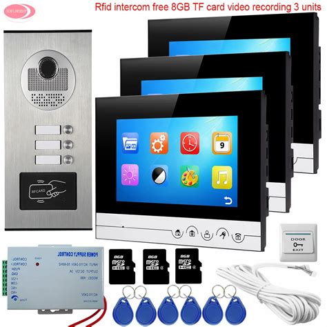 Video Intercom For The Apartment 7 Color Screen UI Display 3 Buttons Rfid Camera Video Intercom