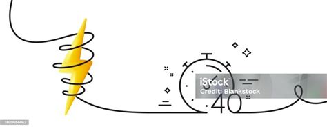 Timer 40 Minutes Line Icon Stopwatch Time Sign Continuous Line With