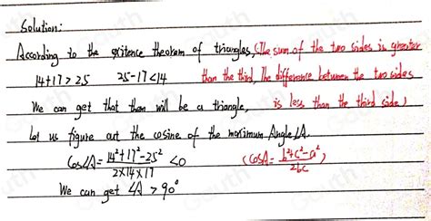 solved determine if the three numbers form a triangle if they do is