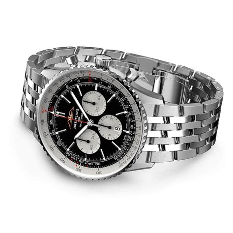 Breitling Navitimer B01 Chronograph 46 Black Dial Silver Details Steel