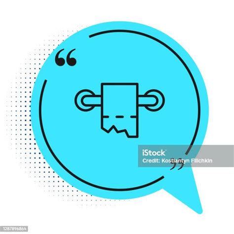 흰색 배경에 격리 된 검은 줄 화장지 롤 아이콘 파란색 음성 버블 기호입니다 벡터 가정 생활에 대한 스톡 벡터 아트 및 기타 이미지 가정 생활 가정의 방 검은색