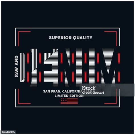 스톡 벡터 벡터 일러스트레이션은 아메리칸 청바지 데님과 원시 타이포그래피 티셔츠 프린트를 테마로 합니다 0명에 대한 스톡 벡터 아트 및 기타 이미지 Istock