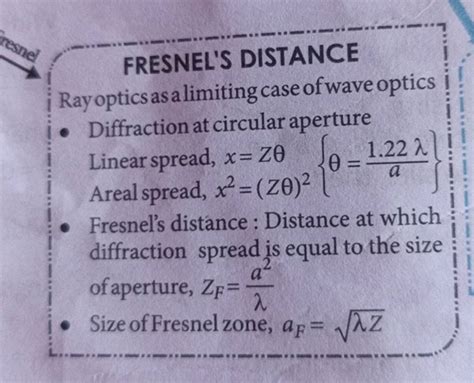 Fresnels Distance Rayoptics As A Limiting Case Of Wave Optics Diffractio