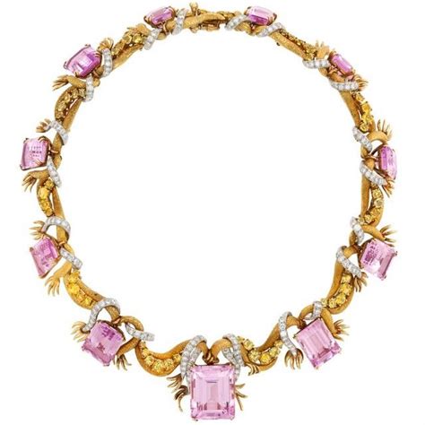Gold Platinum Kunzite Diamond And Yellow Beryl Necklace By Mary Kruming Douglas Doyle