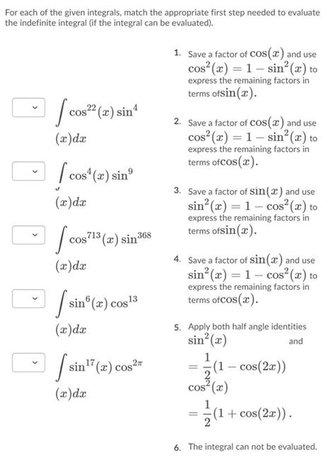 Solved For Each Of The Given Integrals Match The Chegg Com