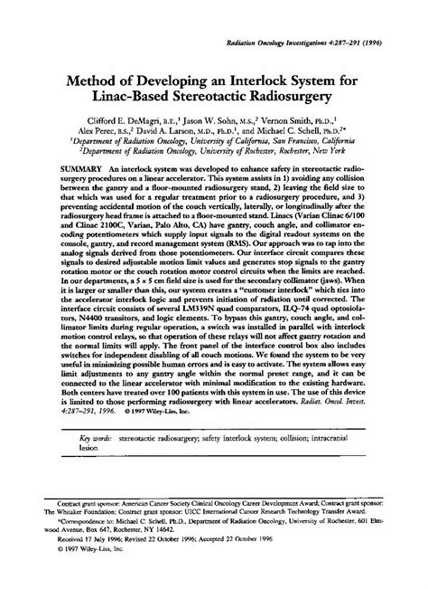 Pdf Method Of Developing An Interlock System For Linac Based