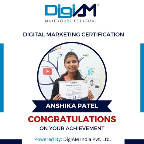 Anshika Patel Wins Digital Marketing Certification Digiam Posted On