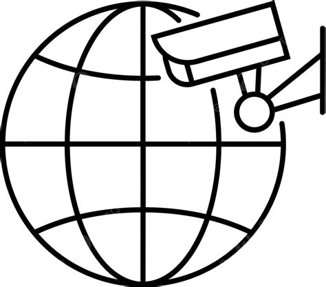 Outline Of Globe And Cctv Camera Symbol Key Security Vision Vector Key