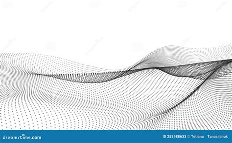 Abstract Wave In White Background Wave Of Particles 3d Rendering Vector Illustration Stock