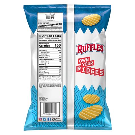Ruffles Double Crunch Salt And Vinegar Potato Chips 725oz Delivered In