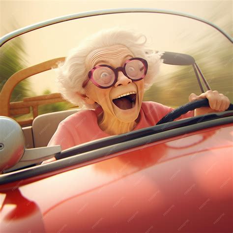 Premium Ai Image 3d Rendering Old Woman Driving