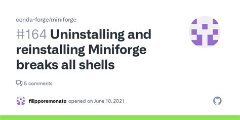 Uninstalling And Reinstalling Miniforge Breaks All Shells Issue Conda Forge Miniforge