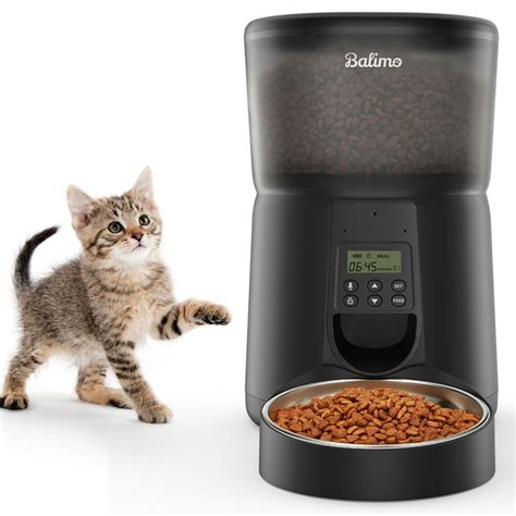 Balimo 4l Distributeur Croquettes Chatandchein Bol En Acier Inoxydable Minuteur Programmé Voix