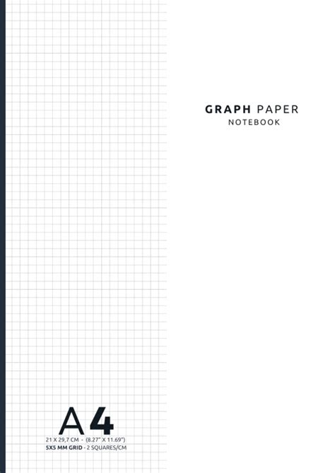 Graph Paper Grid Paper Notebook A4 Size 21 X 29 7cm 8 27” X 11 69