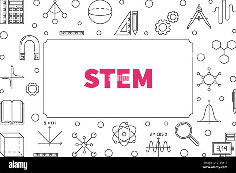 Vector Stem Horizontal Linear Frame With Place For Your Text Education Concept Illustration In