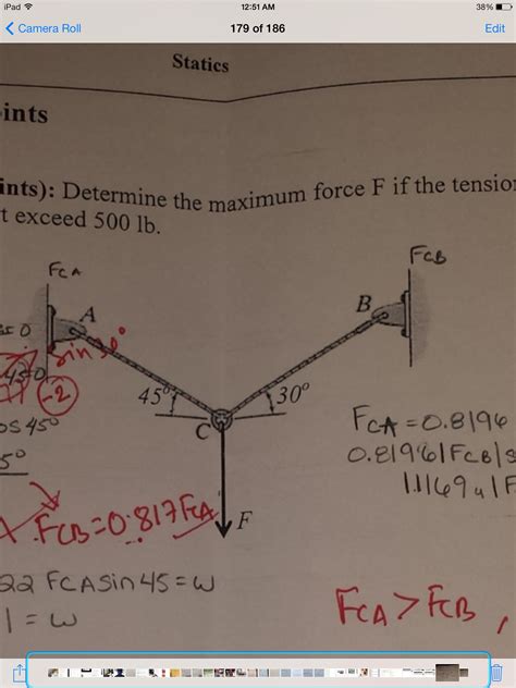 Solved Determine The Maximum Force F If The Tension In Cable