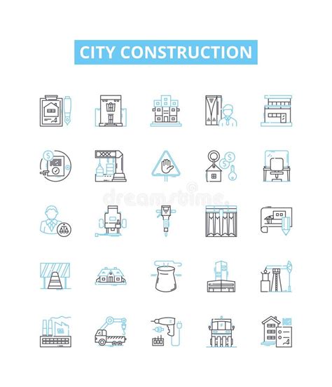 City Construction Vector Line Icons Set Urbanization Architecture Infrastructure Building
