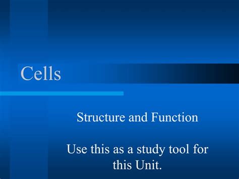 Cell Structure And Organisation Ppt