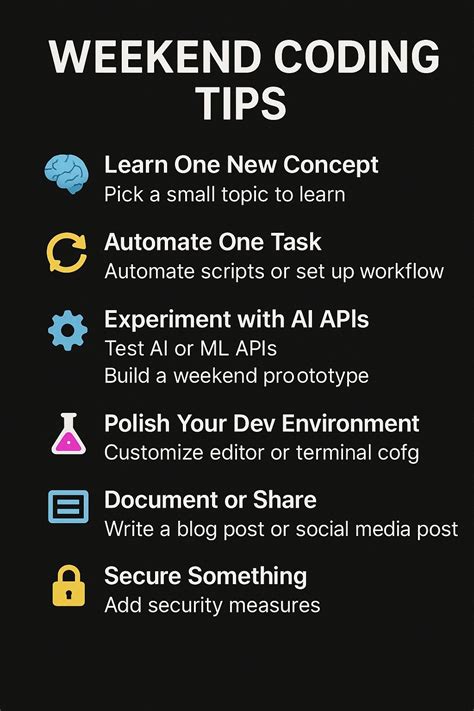here are 7 actionable weekend coding tips to help you sharpen your