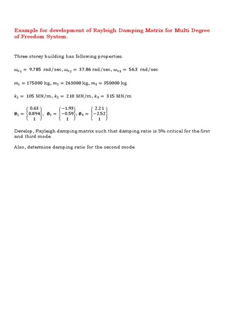 Rayleigh Damping Example Pdf Pdf