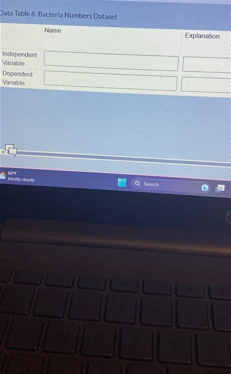 solved data table 6 bacteria numbers