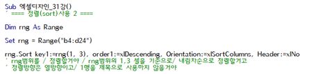 엑셀 Vba 매크로 31강 데이터 정렬하기sort 함수 With 엑셀디자인 네이버 블로그