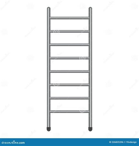 Tall Metal Ladder Standing Upright On White Background Stock Vector
