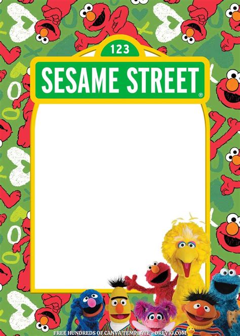 Free 16 Sesame Street Canva Birthday Invitation Templates Sesame