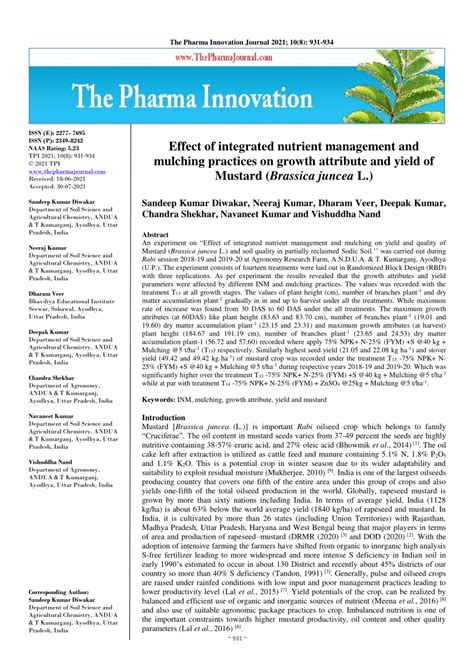 (PDF) Effect of integrated nutrient management and mulching practices on growth attribute and ...