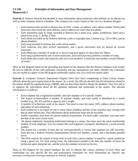 Solved CS Homework Exercise Notown Records Has Chegg Com