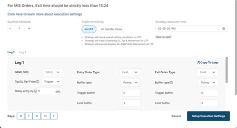 Execution Settings AlgoTest
