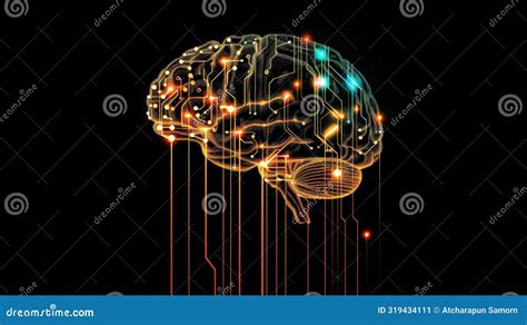 An Abstract Depiction Of A Human Brain With Digital Circuits Extending Outward Symbolizing The