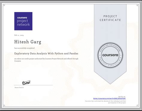 Im Happy To Share That Ive Obtained A New Certification Exploratory Data Analysis With Python