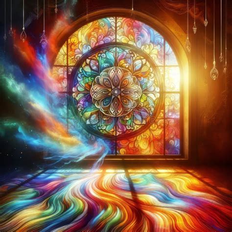 Stained Glass Or Window Decals Featuring Swirling Holi Colors Al Stock
