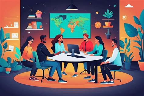 Premium Photo Virtual Team Building Adventure Engaging Vector Scene