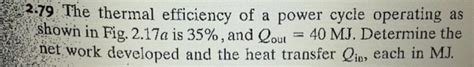 Solved The Thermal Efficiency Of A Power Cycle Operating As Chegg