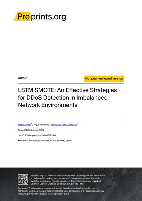 Pdf Lstm Smote An Effective Strategies For Ddos Detection In Imbalanced Network Environments