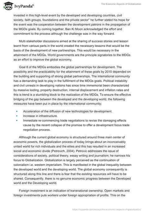The Economic Aspects Of Globalization 2019 Words Thesis Example