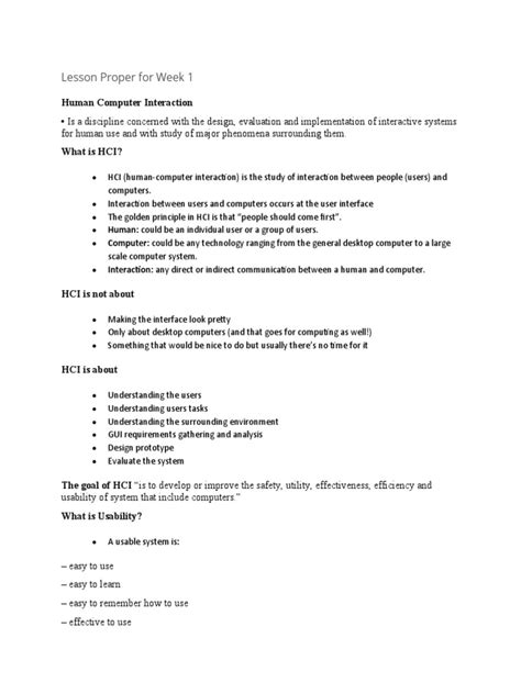 2nd Year Hci101 Pdf Usability Human Computer Interaction
