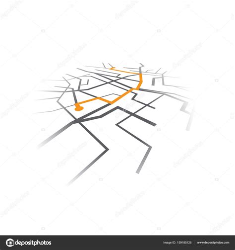 Gps Navigation Background Road Map Isolated On White Vector Stock