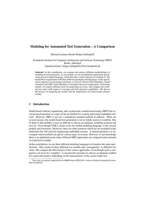 Pdf Modeling For Automated Test Generation A Comparison
