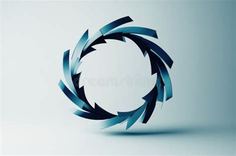 Circular Arrangement Of Stylized Arrows In Shades Of Blue Creating A