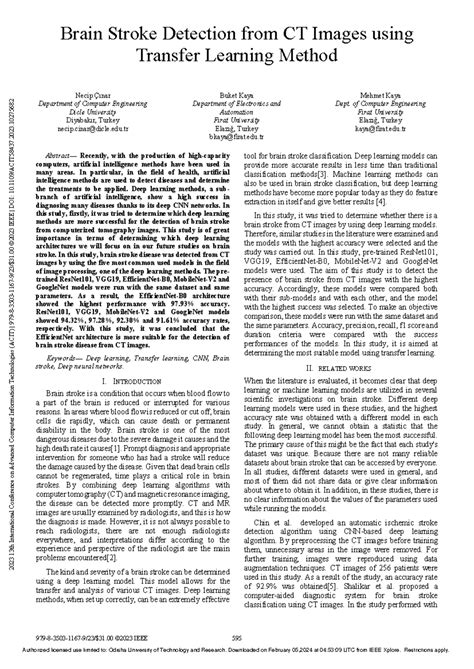 Brain Stroke Detection From Ct Images Using Transfer Learning Method